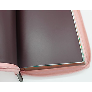 Biblia de Estudio Arco Iris Reina Valera 1960 con cierre, Indice, Color Rosado con cobre y Estuche de lujo negro con cobre para guardar y proteger la Biblia Coleccion Celestial