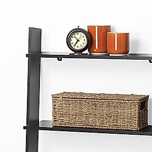 Zenna Home Leaning Wood Ladder-Style Bathroom Spacesaver Storage Shelves, Espresso