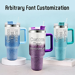 Personalized Tumblers with Names, Custom 40oz Insulated Stainless Steel Travel Mug Coffee Cups with Handle and Straw Lid, Personalized Gifts for Birthday Anniversary Women Men Him Her