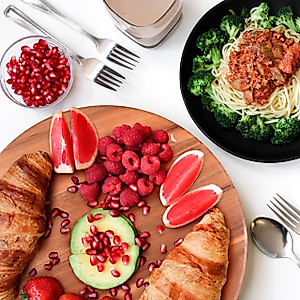 Acacia Wood Lazy Susan Turntable,16.14inch Big Wooden Rotate Tray Storage Organizer Tray for Kitchen Dinner Party, Rotating Disc Grazing Plate, Countertop Table Centerpiece, Cheese Charcuterie Platter