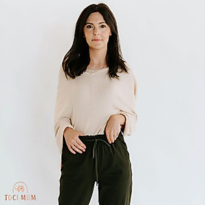 Toci Mom Nursing Cover for Breastfeeding, Full Coverage Breastfeeding Cover, Machine Washable, Breathable and Soft, Wide Neck with Stretch for Easy View, One-Size-Fits-All, Modal Knit (Cream)