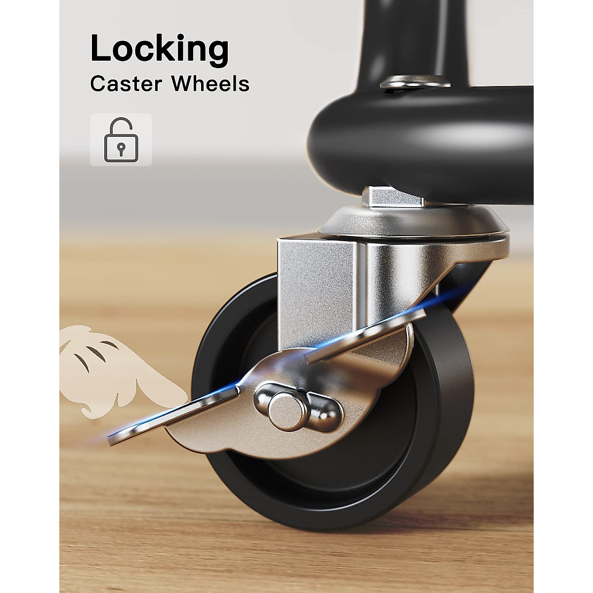 Pipishell 3 Tier Metal Rolling Utility Cart, Heavy-Duty Storage Rolling Cart with 2 Lockable Wheels, Multifunctional Mesh Organization Utility Cart for Kitchen Dining Room Living Room (Black)