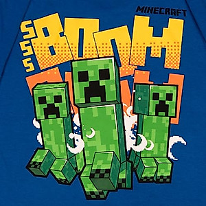 Minecraft Characters Boys Long Sleeve T-Shirt, 3-Pack Bundle Set for Kids and Toddlers (Size 7, Black/White/Royal)