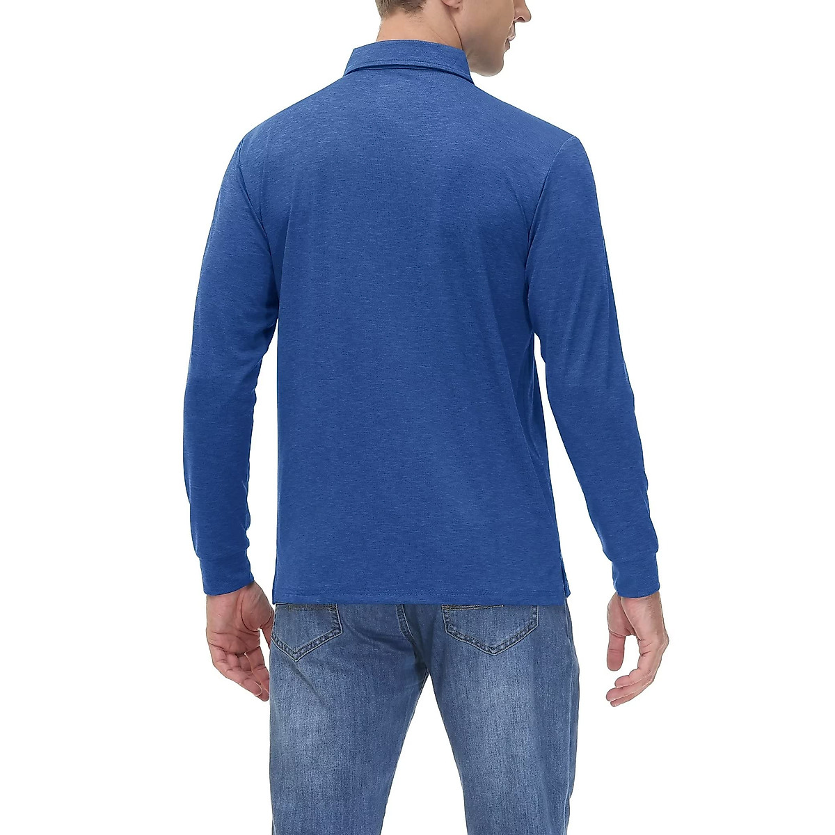 MAGCOMSEN Mens Shirt Long Sleeve Golf Shirt Men Polo Shirts Men Mens Golf Polo Shirts Performance Polo Shirts for Men Hiking Shirts for Men Dark Blue