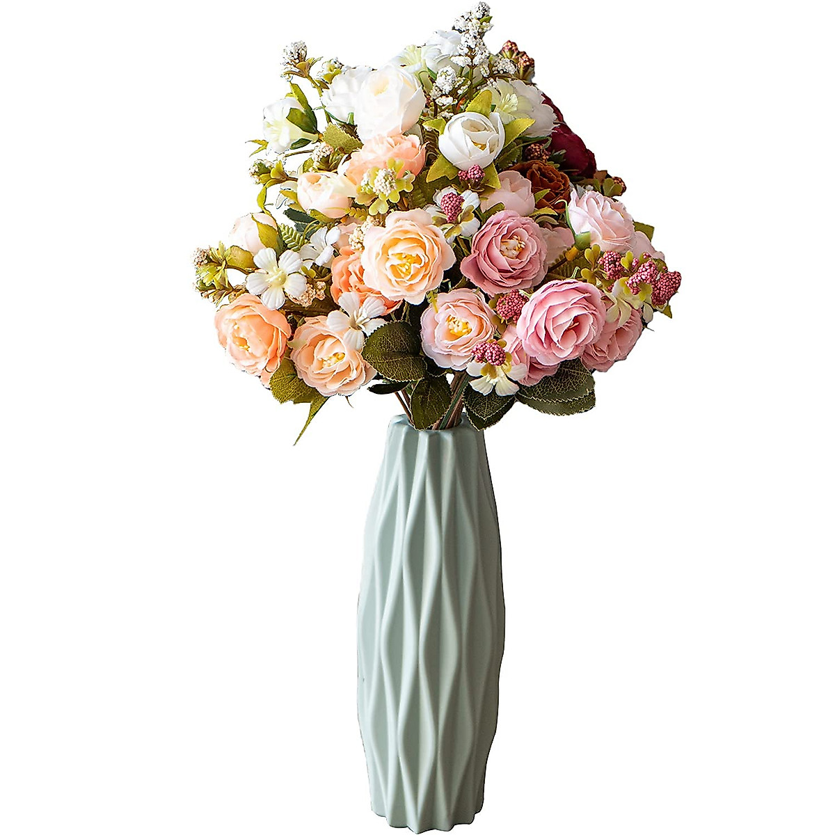 RimiMore Artificial Rose Flowers Bulks 4 Branch 40 Heads Silk Real Looking Fake Roses for DIY Faux Wedding Bouquets, Home Floral Arrangement, Outdoor Garden Baby Shower Centerpieces