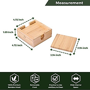 Bar Coasters for Drinks Set of 4 | Bamboo Cup Mat, Copper Plates, Coster Pack, Coffee Table Decor | Tea Cup Set, Kitchen Table Set, Wood Coasters in Natural Bamboo Coffee Holder | Plant Drainage Tray
