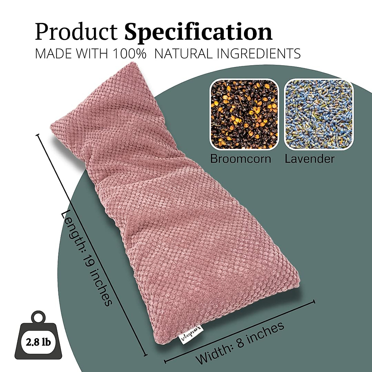 Solayman's Heating Pads for Cramps - Pink, Removable Cover, Lavender Scented