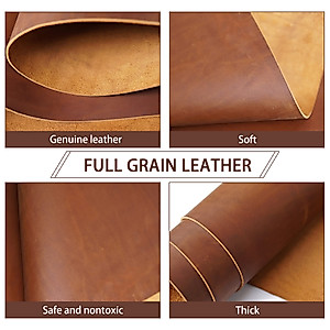 Jeereal Tooling Leather Sheets 2.0mm (5-5.5oz) Thick Full Grain Cowhide Leather Square for Crafts Crafting Leather