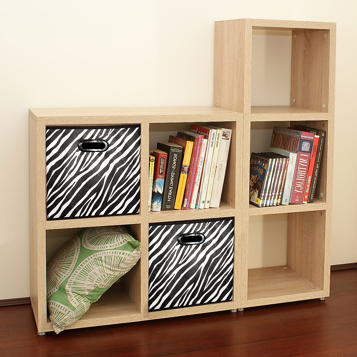 Prorighty [4-Pack, Zebra Pattern] Storage Bins, Containers, Boxes, Tote, Baskets|Black&White Collapsible Storage Cubes Nursery Office Organization | 11inch Cubes