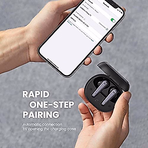 UGREEN HiTune T1 Wireless Earbuds with 4 Microphones, HiFi Stereo Bluetooth Earphones with Deep Bass Mode, ENC Noise Cancelling for Clear Calls, Touch Control, IPX5 Waterproof, 24H Playtime, Black