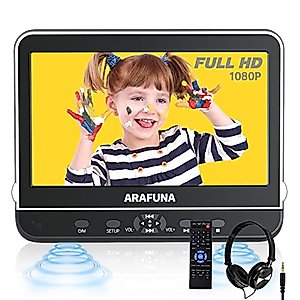 Car DVD Player with Headrest Mount,Arafuna 10.5" Headrest DVD Player for car with HDMI Input, Portable DVD Player for Car Support 1080P HD Video, USB/SD,Regions Free, Last Memory