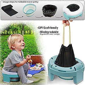 BlueSnail Disposable Potty Liners with Drawstring, On-The-Go Refill Disposable Bags 120 Count(black)