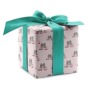 Pastel Mermaid Friends Luxury Gift Wrap, Thick Wrapping Paper, Sea Theme Floral Fairy Princess Birthday Party Decor (One 20 inch x 30 inch sheet)