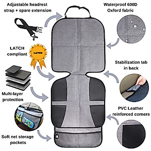 BB Driver Car Seat Protector for Child Car Seat - Upholstery and Leather Seat Protector for Car Seats - Premium Hand-Sewn Carseat Mat