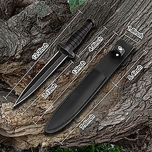 liuliang1 12.2'' EDC Straight Edge Tactical Bowie Knife with Sheath Survival Hunting Tactical Combat Knife for Outdoor Camping , Fishing Black