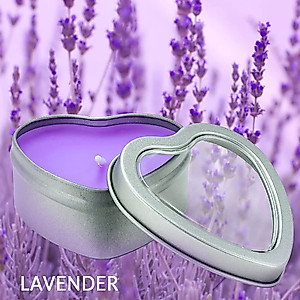 DEYBBY Large Heart Shaped Scented Tea Lights Candles, Smokeless Soywax —6 Hours Long Burning Lavender Purple Aromatherapy Candles for Relaxation, Spa and Bath (Pack of 6)