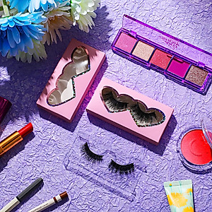 Maitys 60 Pieces Empty Eyelashes Packaging Box and Tray 30 Pieces Empty Eyelash Boxes Pink Lash Packaging Case with 30 Pieces Empty Eyelash Tray False Eyelashes Storage Container