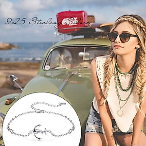 CUOKA MIRACLE Anchor Bracelet 925 Sterling Silver Anchor Bracelet Sailor Bracelet Nautical Jewelry Anchor Jewelry for Women Best Friends Holiday Christmas Birthday