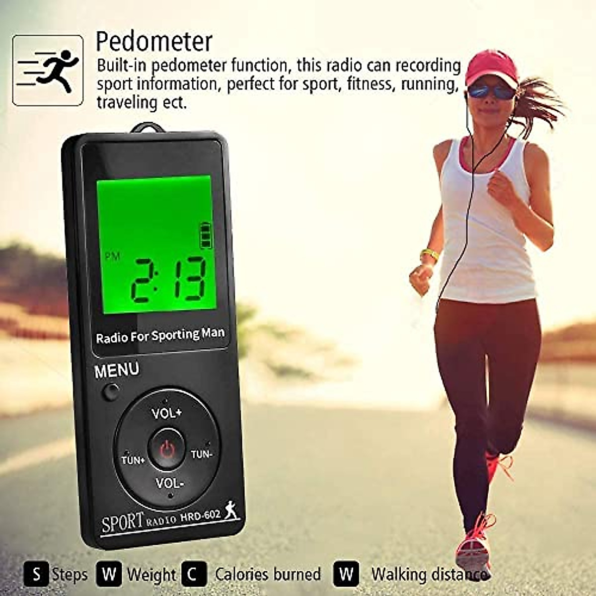 AM FM Portable Pocket Radio, Digital Tuning Volume with Earphone Rechargeable Battery AM FM Stereo Portable Radio for Walking, Mowing, Jogging