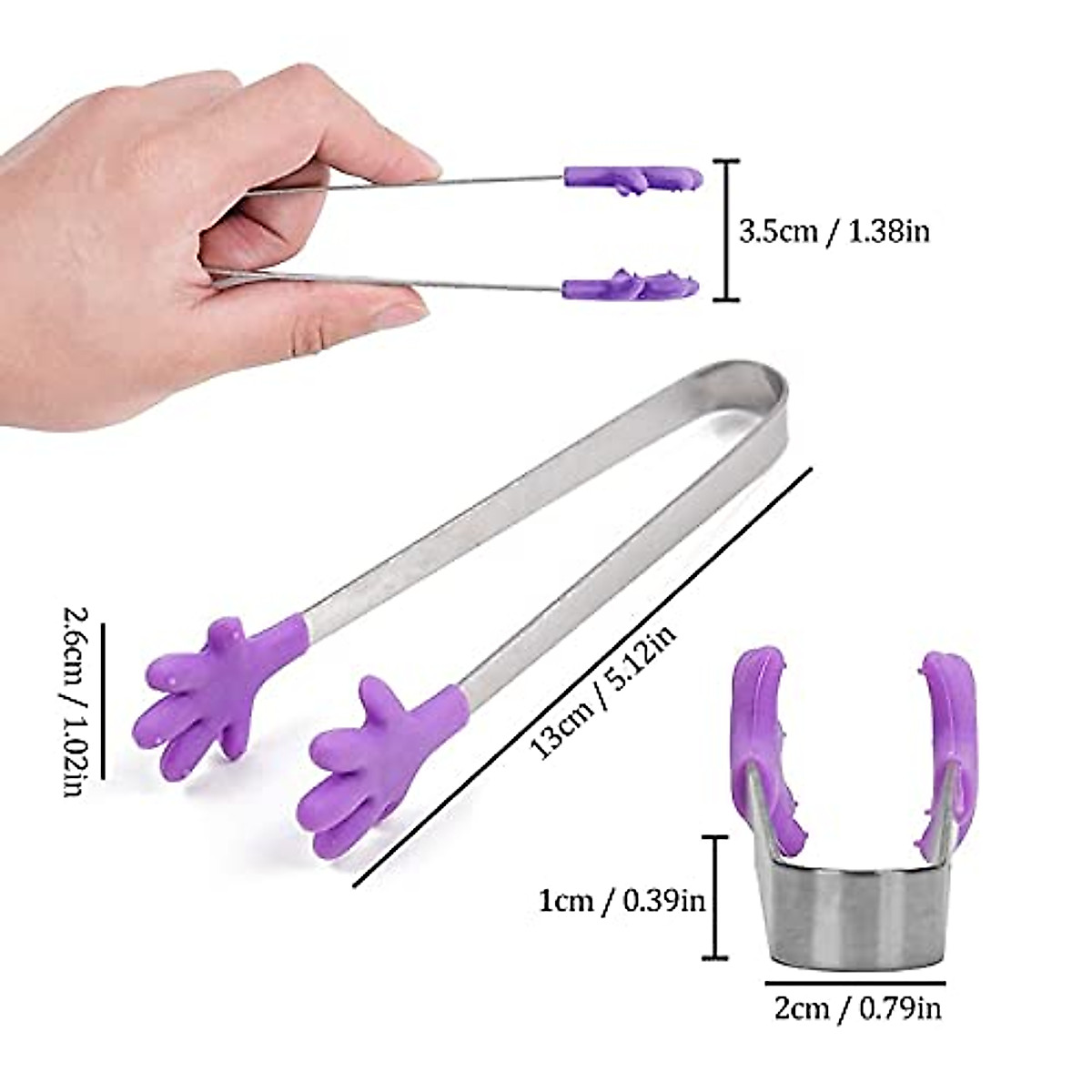 YUSDEE Kitchen Cooking Tongs 7.1inch Mini Stainless Steel clamp With Hand-Shaped Silicone Head Used For Home Cooking Wil Garden Barbecue Grilling Locking Food Tongs (Light Blue)