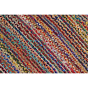 CASAVANI 100% Ecofriendly Hand Braided Rug Geometric Multipurpose Multicolor Jute & Cotton Rug Best Uses for Indoor Hall Room Gateway Runner Rug & Balcony 2.6x4 2.6x8 6x6 Feet Square