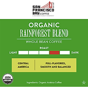 San Francisco Bay Whole Bean Coffee - Organic Rainforest Blend, Medium Dark Roast, 2 Pound (Pack of 1)