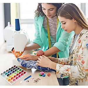 ilauke 36Pcs Bobbins Sewing Thread with Bobbin Case, Size A Prewound Sewing Bobbins, Polyester Thread Compatible for Brother/Singer/Babylock/Janome/Elna Embroidery Machine