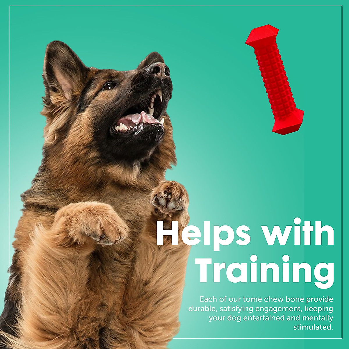 Dog Chew Toys for Aggressive Chewers – Tough Chew Toys for Dogs with Treat Dispenser – Indestructible Rubber Dog Toy for Teeth Cleaning – Chew Bones for Large Dogs