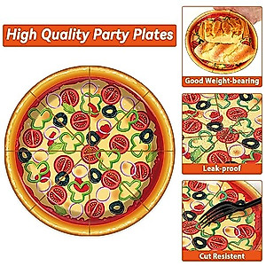 50 Guests Pizza Party Supplies Plates and Napkins Tableware Set Pizza Birthday Party Dinnerware Decorations Favors for Kids Boys Girls Birthday Baby Shower Picnics
