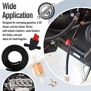 Lawn Mower Fuel Line 6-Foot 1/4 Inch ID Fuel Line Set + 2 Pcs 5/16 Inch Fuel Filters + 10 Pcs 2/5" ID Hose Clamps +2 Pcs 1/4 698183 Fuel Shut -by HuthBrother, for Kawasaki Kohler Mowers Engines