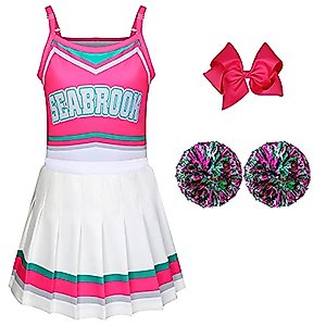 Econbitiry Zombies Cheerleader Costumes for Girls Toddler Cheerleading Outfit Halloween Dress for Party Birthday Rose