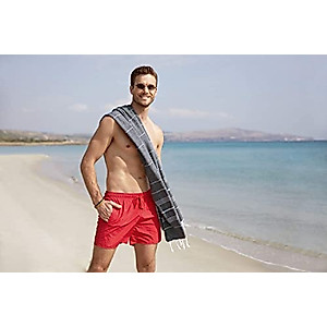 WETCAT Bundle: Turkish Hand Towels (20 x 30, Set of 2) and Turkish Bath Towel (38 x 71) - 100% Cotton, Prewashed for Soft Feel - Black and White Hand Towels & Black Bathroom Towels