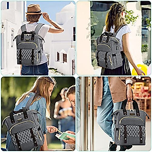 Kuosdaz Travel Backpack for Women Men, Large Wide Open Womens Backpack for Work, Water Resistant Collage Backpack with USB Port, 17.3 Inch School Bookbag Computer Bag for Doctor Teacher Nurse, Grey