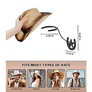 Cowboy Hat Holder 2 Pack Cast Iron Cowboy Hat Rack for Wall Horseshoe Cowboy Hat Hook Rustic Metal Western Decor for Home Bedroom Living Room Entryway Cowboy Hat Storage Men's