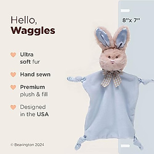 Bearington Baby Wee Waggles, 8 x 7 Inch Small Bunny Tail Stuffed Animal Baby Boy Lovey, Baby Security Blanket