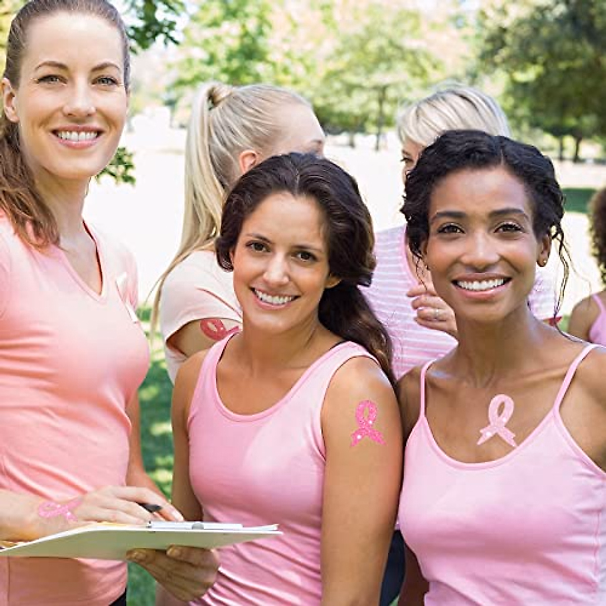 20 Sheets 240 Pcs Breast Cancer Temporary Tattoos Stickers Temporary Pink Ribbon Tattoos Breast Cancer Body Tattoos for Women Girls Face Body Accessories