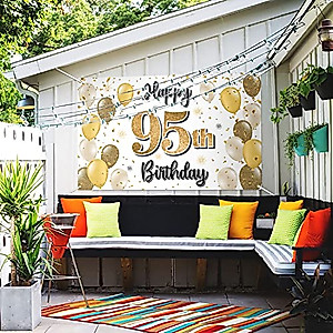 LASKYER Happy 95th Birthday Large Banner - Cheers to 95 Years Old Birthday Home Wall Photoprop Backdrop,95th Birthday Party Decorations.