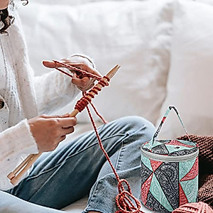 Small Yarn Storage Bags Portable Knitting Bag Case Organizer Crochet Thread Sewing Accessories Storage Tote Bag for Carry Crochet Hooks,Short Knitting Needle,Skein Yarn,Knitting Crochet Supplies (Gec)