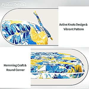 TWLEAR Indoor/Outdoor Chair Cushions 16x17 inch, Patio Chair Pads with Ties, All Weather Seat Cushions for Patio Funiture Home Garden Chair Use, Set of 2, Lemon Blossom Blue