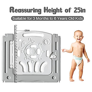 Albott Baby Playpen 22 Panel Baby playpen Folding Play Pen Kids Activity Center Safety Play Yard Home Adjustable Shape, Portable Design for Indoor Outdoor Use (Grey+White, 22 Panel)