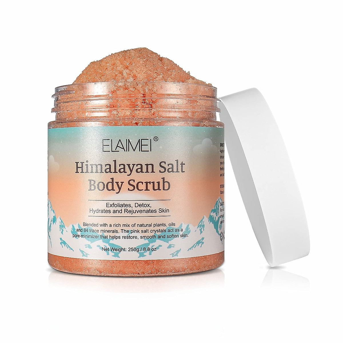 Moulis Himalayan Salt Body Scrub Natural Exfoliating Salt Scrub for Acne, Cellulite, Deep Cleansing, Scars, Wrinkles, Exfoliate and Moisturize Skin Infused with Collagen and Stem Cell