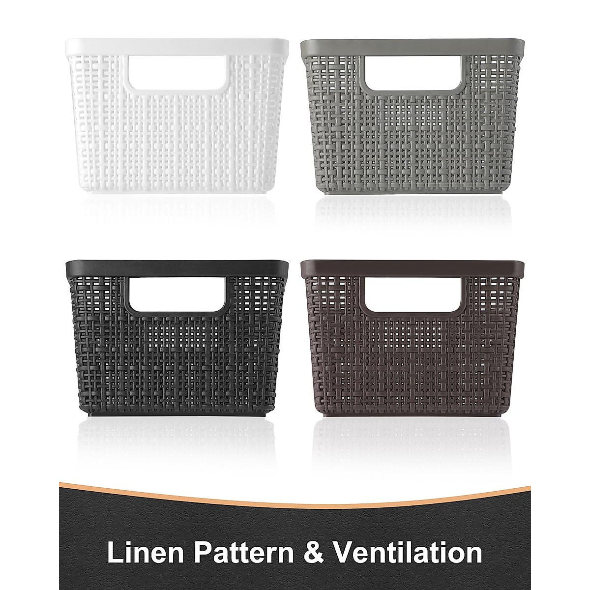 EOENVIVS Plastic Storage Basket with Lids Set of 6 Lidded Storage Bins Shelf Baskets for Organizing Containers Small Baskets for Shelves Drawers Desktop Closet Playroom Classroom Office, Grey