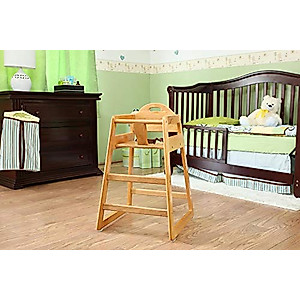 LA Baby Commercial Grade Stack-Able Solid Wood High Chair for Restaurant & Home Use - Natural