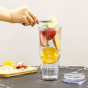 MEWAY 30oz/2 pcs Classic Insulated Tumblers,Double Wall Acrylic Tumbler with Lid，Reusable Plastic Insulated Tumblers with Straw，for cold drinks, sand ice, whatever you like(transparent,2 pack)