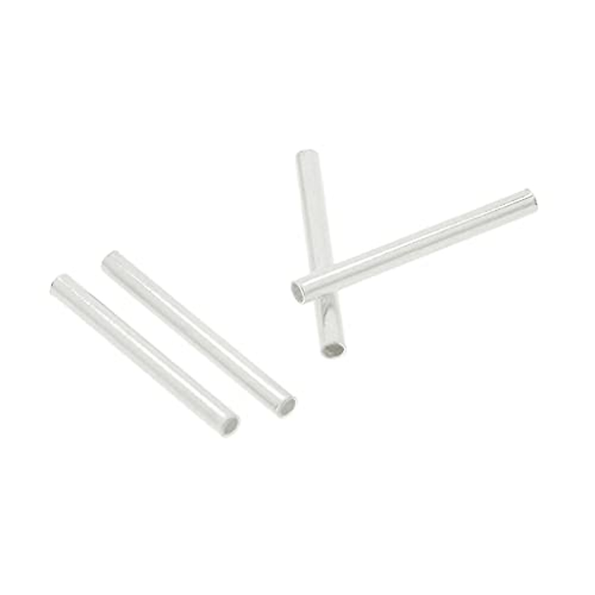 Baosity 50x 20x2mm Smooth Long Straight Tube Noodle Bead Jewelry Making - Silver White