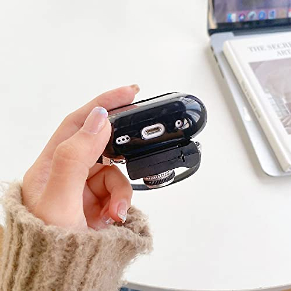 sgpcn Airpods pro 2 Case,Cute Cover for Airpod pro 2nd Generation Case,Cool Cartoon Anime Design Series and Lanyard+Earphone Cleaning Pen 4in1 for Woman Girls Airpod pro 2 Case (Black Camera)