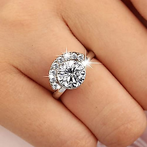 Between The Finger Ring Diamond Encrusted Chic Metal Geometric Fan Diamond New Ring White Foreverbrilliant Engagement Ring Engagement Jewelry Gift Women Wedding Rings Jewelry Features (White, 6)