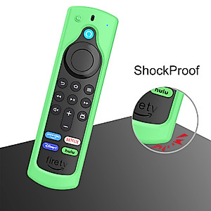 CaseBot Remote Case for Fire TV Stick 4K/Fire TV Stick 4K Max (1st Gen)/Fire TV Stick (3rd Gen)/Fire TV Stick Lite - Anti-Slip Silicone Cover for Alexa Voice Remote (2nd Gen and 3rd Gen), Green-Glow