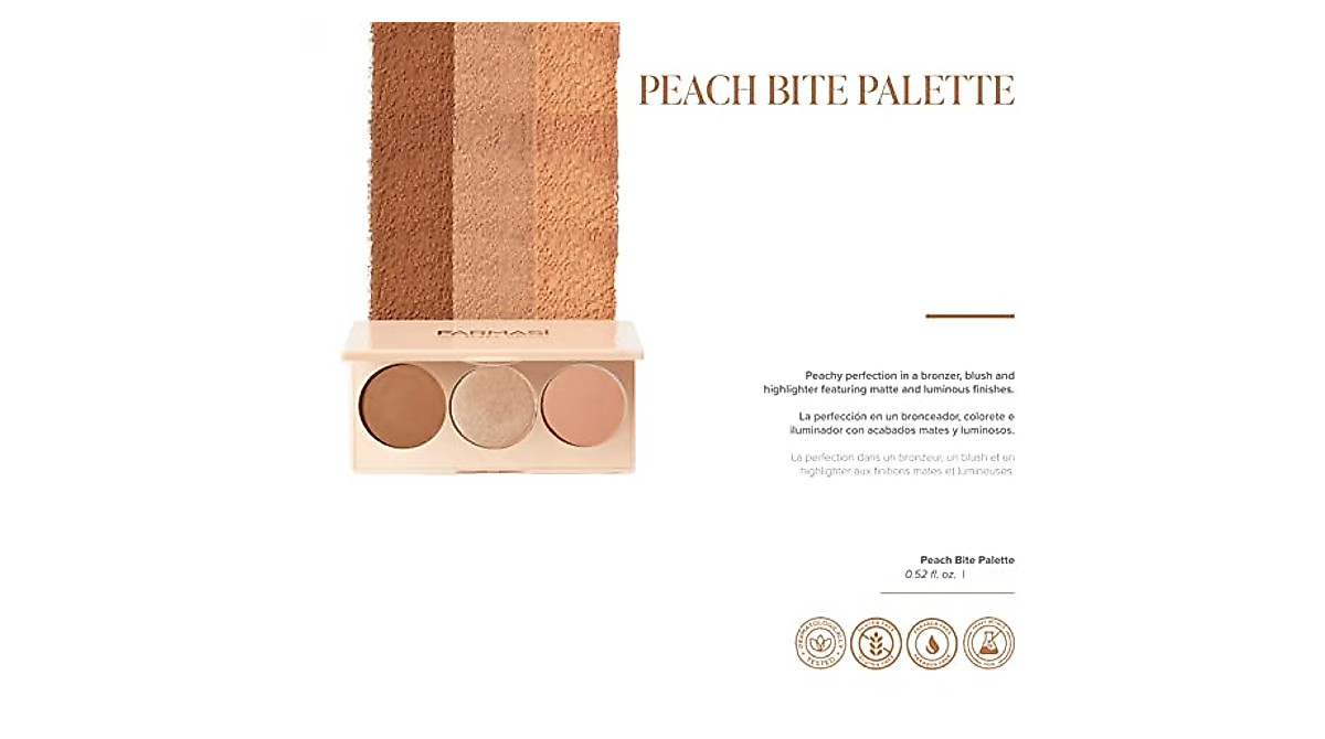 Farmasi Peach Bite Bronzer 3-in-1 Palette for Flawless Looks