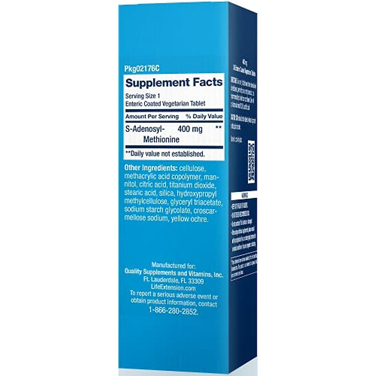 Life Extension Same 400 mg Enteric-Coated S-Adenosyl-Methionine Mood Support, Liver Health & Healthy Joint Function Support Supplement - Non-GMO, Gluten Free - 30 Enteric-Coated Vegetarian Tablets